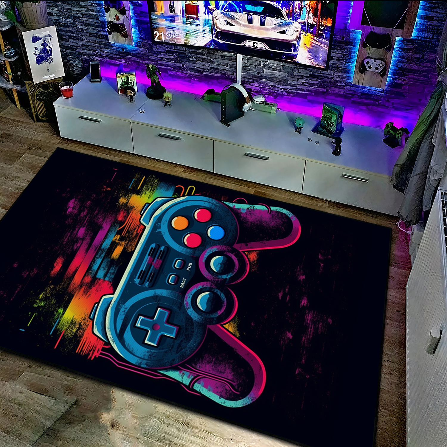 Personalized Gaming Rugs for Bedrooms with Custom Game Controller ...