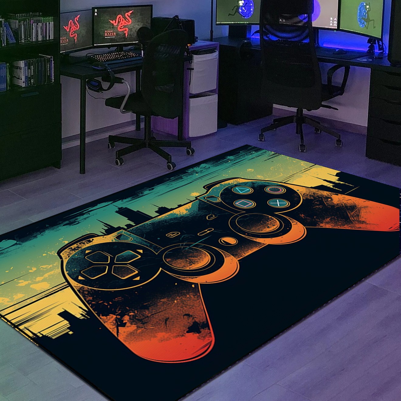 Personalized Video Game Room Carpet for Living Room Play Area - Bluefink