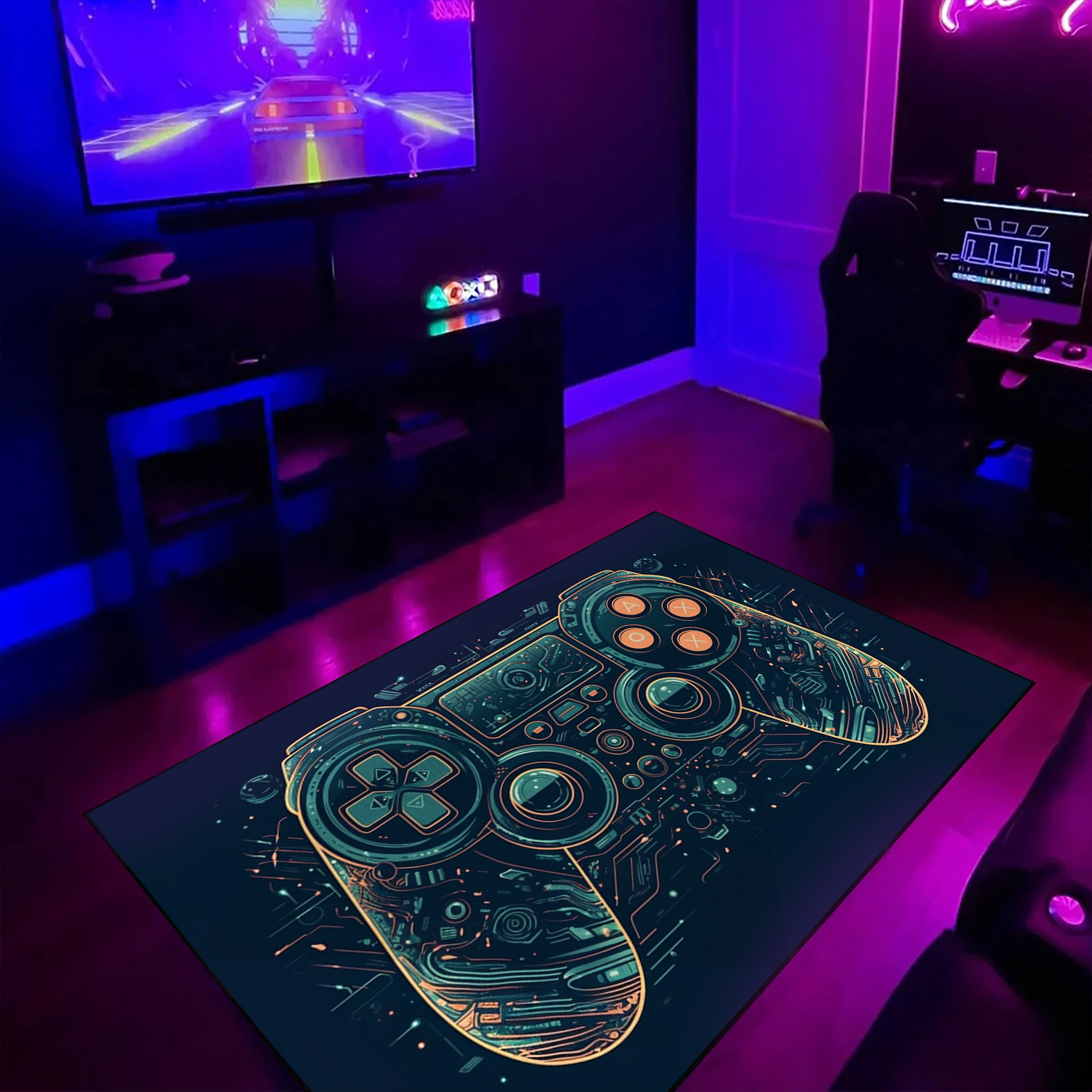 Personalized Video Game Room Rug for Boy's Bedroom with Full Size ...