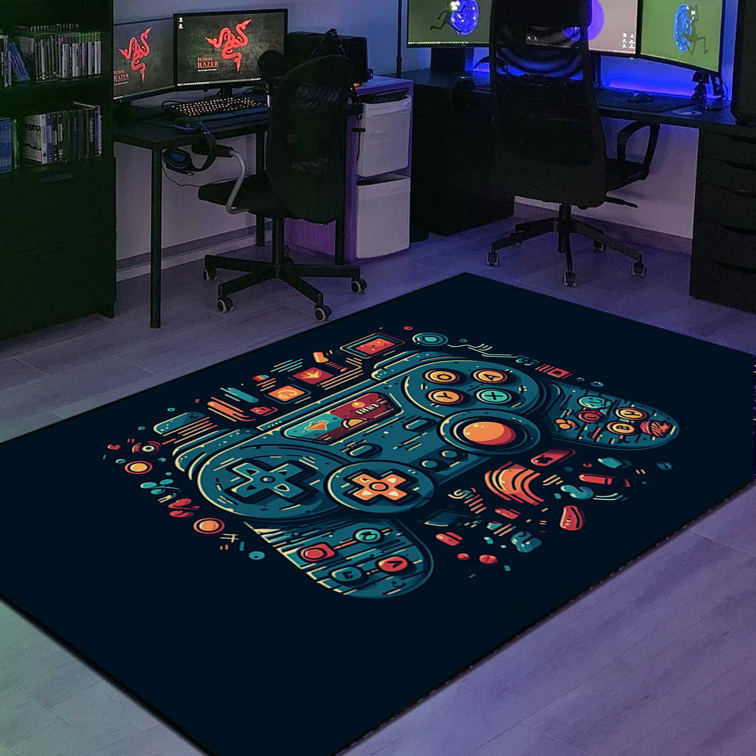 Teen Boys Shufflezone Game Rug - Personalized Area Rug for Game Room or ...