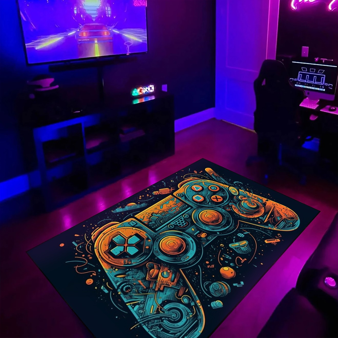 Teen Boys Shufflezone Game Rug - Personalized Area Rug for Game Room or ...