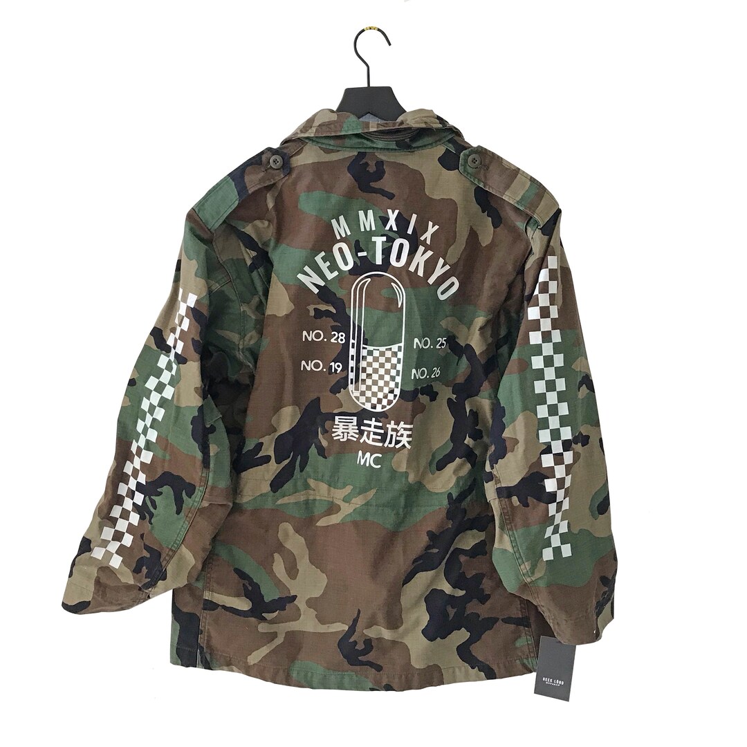 Akira and Camo Design in Anime HOodie for Men - Bluefink