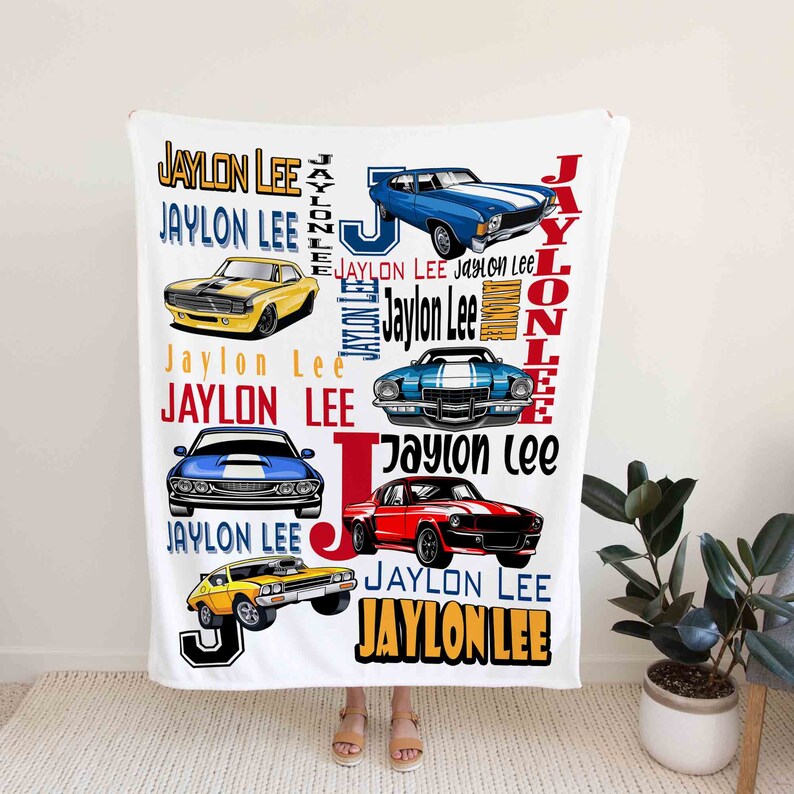 Custom Car Racing Baby Blanket Quilt - Great Gifts for Family - Bluefink