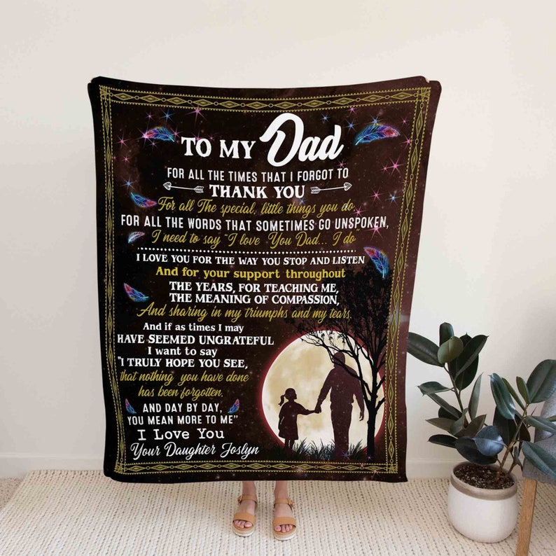 Father and Daughter Quilt Blanket For Dad - Home Decoration - Bluefink