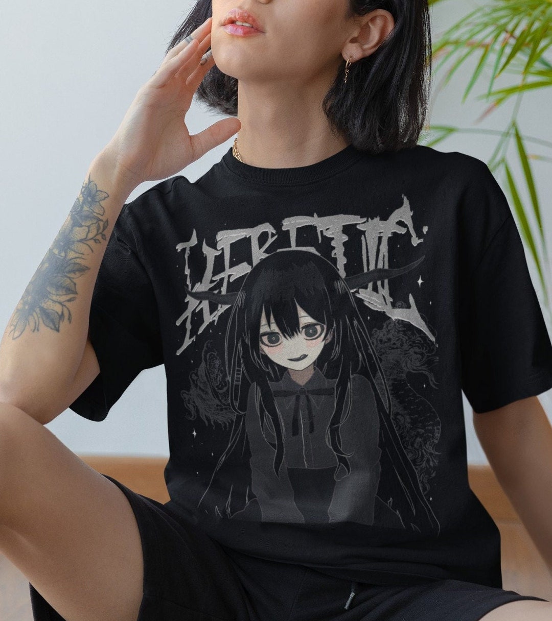 Gothic Heretic Dark T-Shirt - Aesthetic Devil Girl with Alt Grunge ...