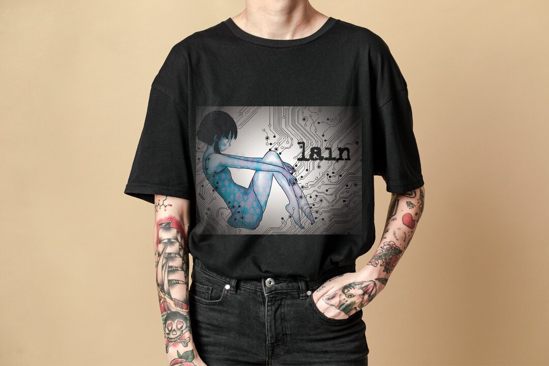 Lain Iwakura Cyberpunk T-Shirt: The Perfect Shirt for Anime Fans - Bluefink