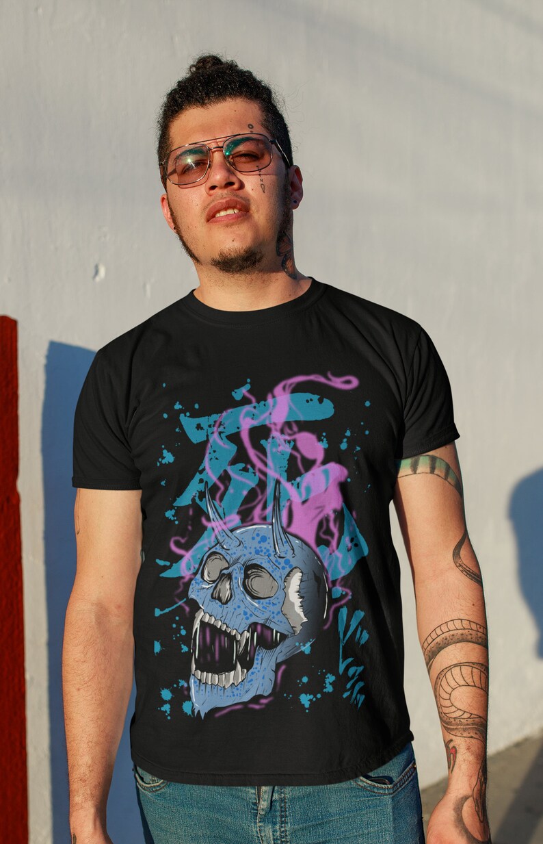 Oni Samurai Kanji Tee - Japanese Demon Mythology Shirt for Martial Arts ...