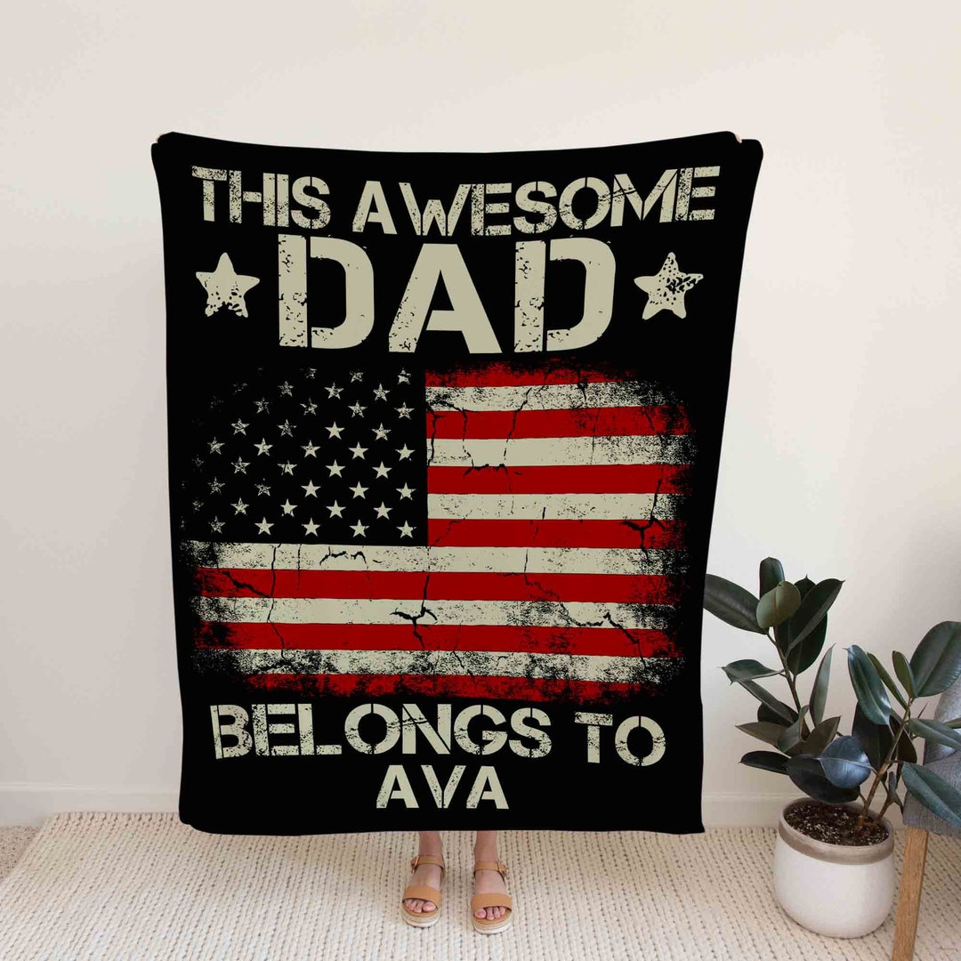 Patriotic Custom Dad Quilt Blanket, Perfect Father's Day Gift and Home ...