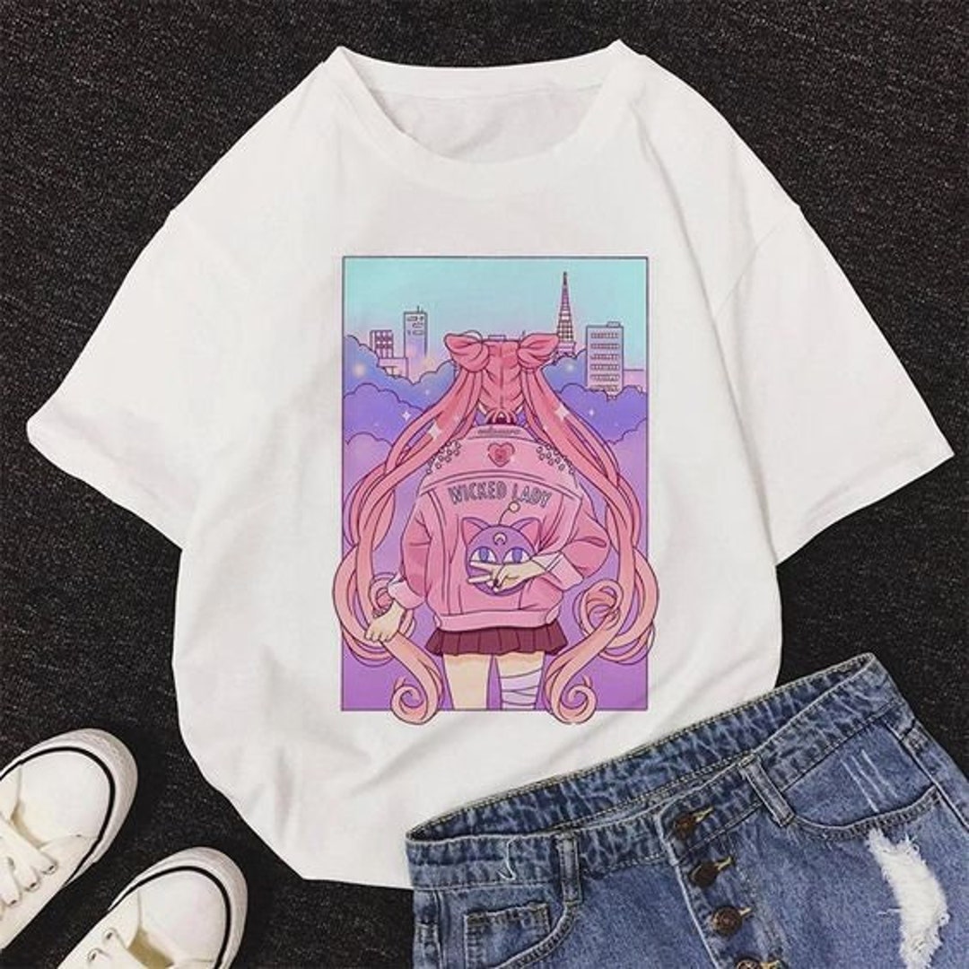 Sailor Moon Cosplay Tee, Kawaii Manga Anime Shirt, Harajuku Clothing ...