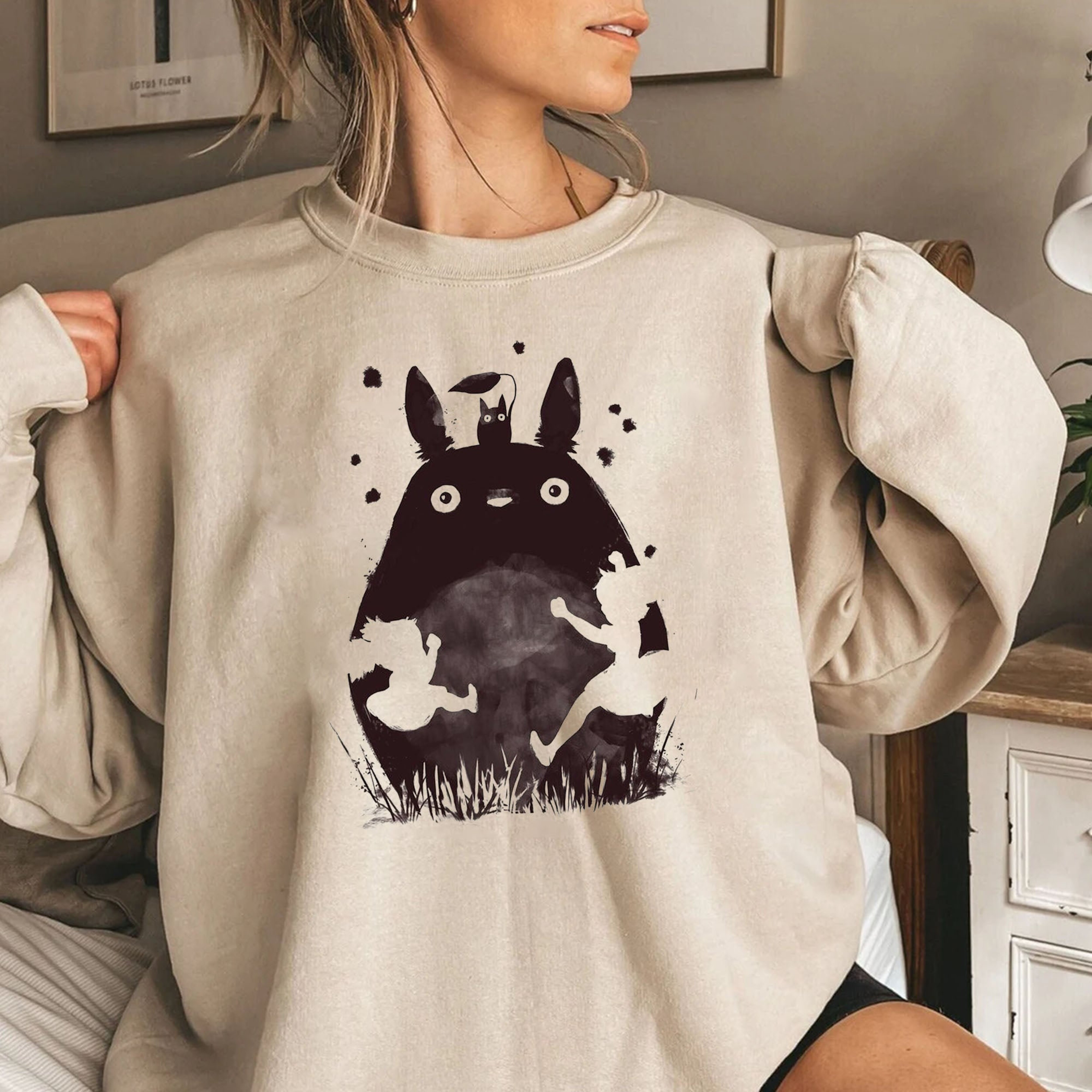 Totoro Shadow Style Unisex Tee - Studio Ghibli Lover Gift - Bluefink