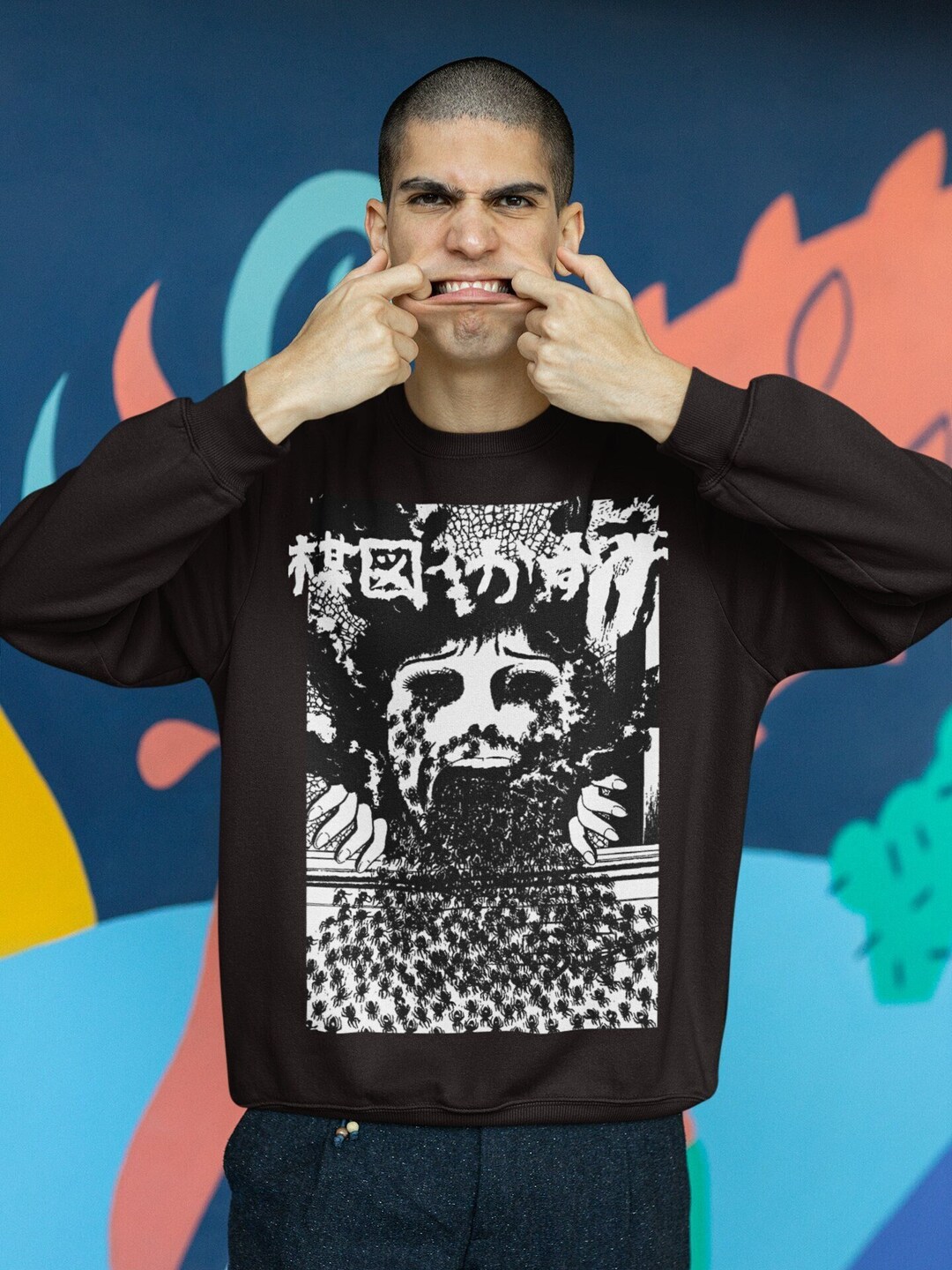 Unisex Horror Manga Sweatshirt with Creepy Spiders Pullover and ...