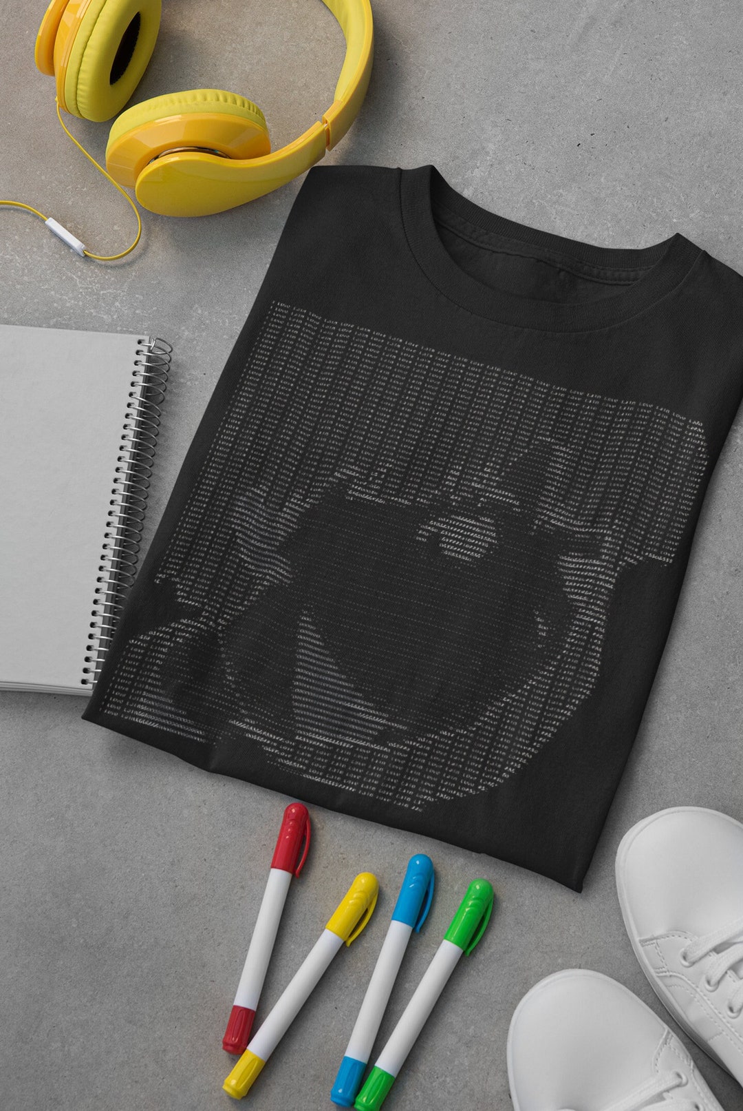 Unisex Lain Word Art Anime Girl Shirt - Bluefink