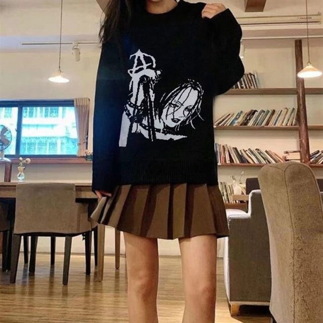 Vintage Anime Sweater, Unisex Knitwear with Harajuku Clothing ...