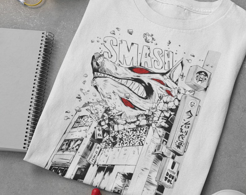Wolf Smashing Through City Shirt: Great Gift for Anime Fans - Bluefink