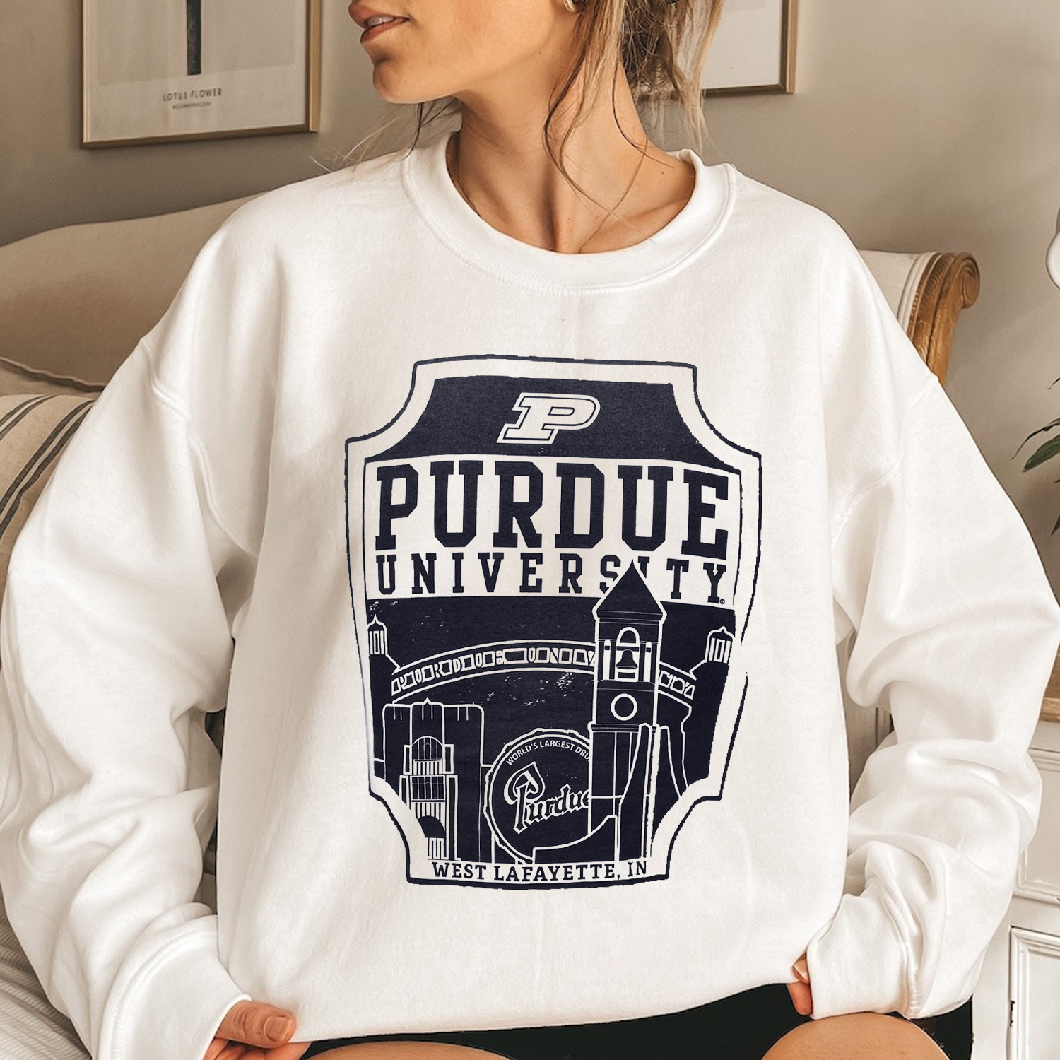 Unique Purdue University Skyline Tee with Fan Gift Design - Bluefink