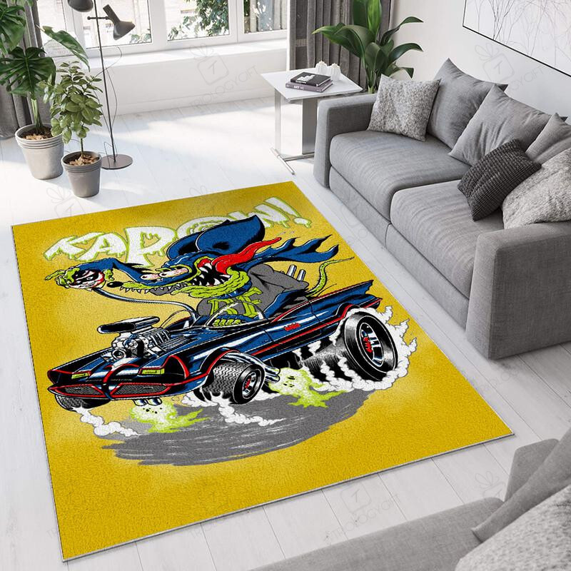 Bat Fink Hot Rod Area Rug Hot Rod Rug for Garage - Bluefink