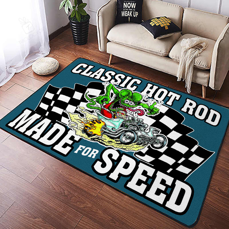 Classic Hot Rod Made for Speed Rug Hot Rod Rug for Garage - Bluefink