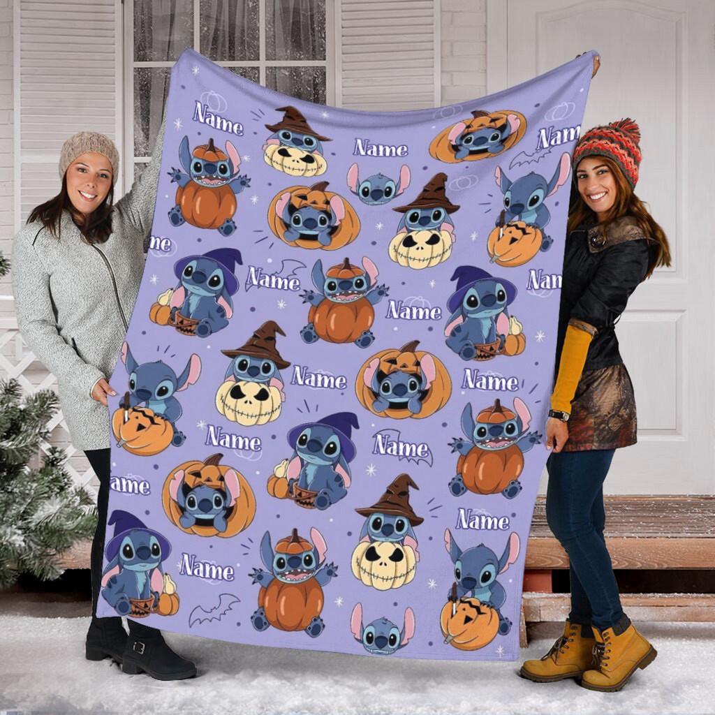 Custom Name Halloween Stitch Blanket - Witch Stitch Halloween - Pumpkin Stitch Halloween Gift ...