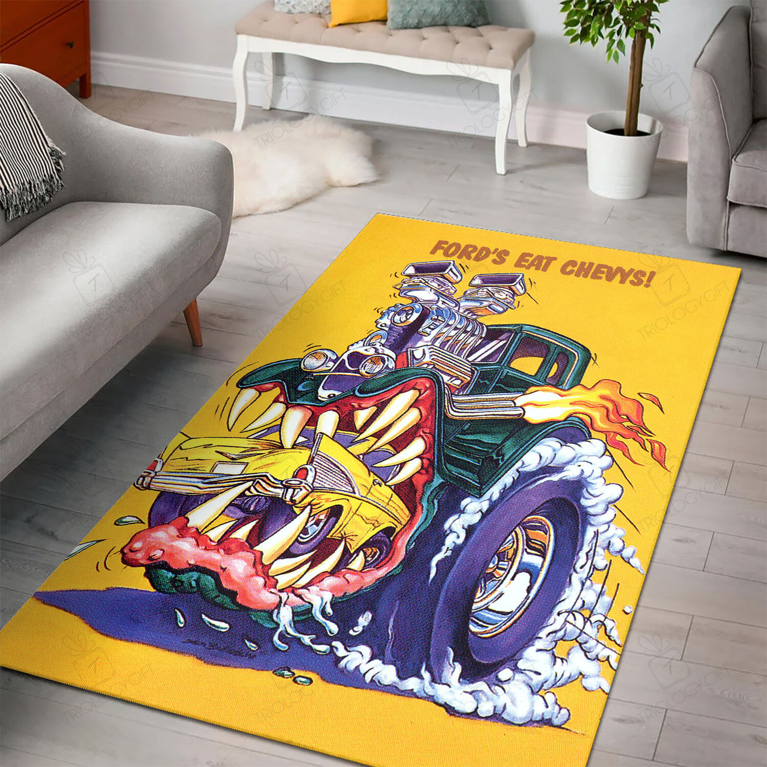 Fords Eat Chevys for Breakfast Hot Rod Rat Fink Rug Hot Rod Rug for ...