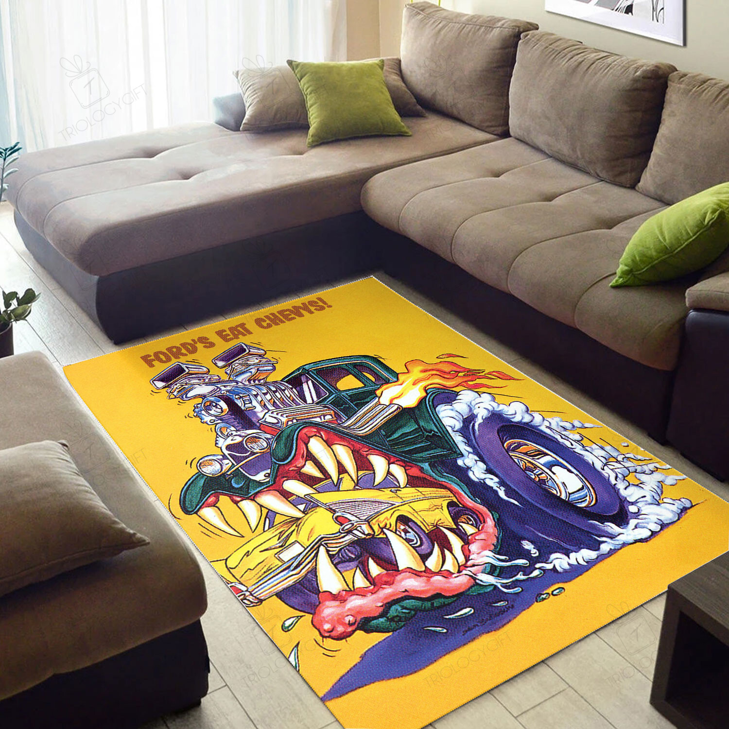Fords Eat Chevys for Breakfast Hot Rod Rat Fink Rug Hot Rod Rug for ...