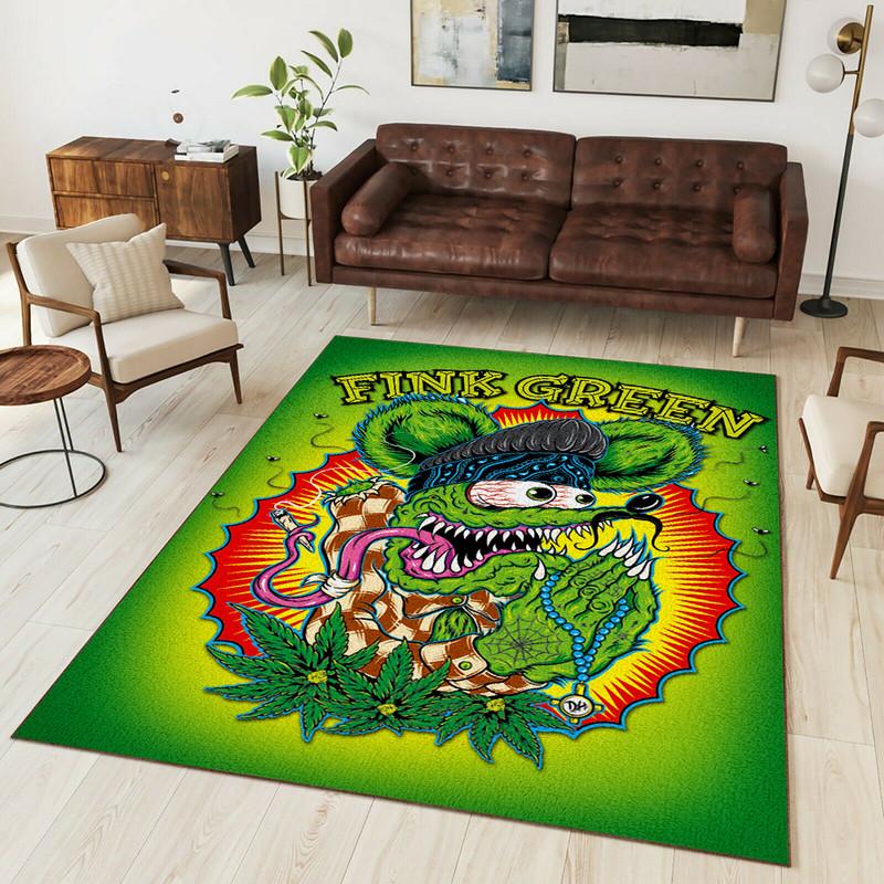 Funky Green Rat Fink Rug - Add a Pop of Color to Your Decor - Bluefink