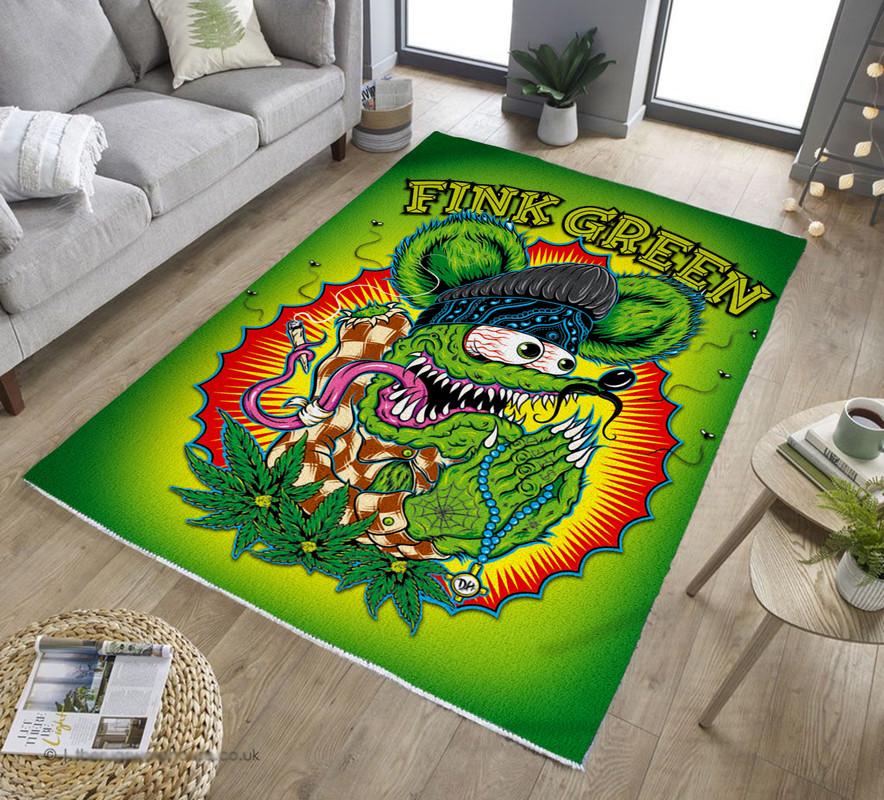 Funky Green Rat Fink Rug - Add a Pop of Color to Your Decor - Bluefink