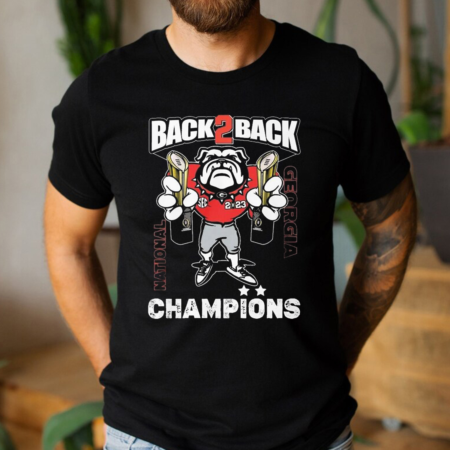 Georgia Bulldogs Uga Mascot Back 2 Back National Champions T-Shirt ...