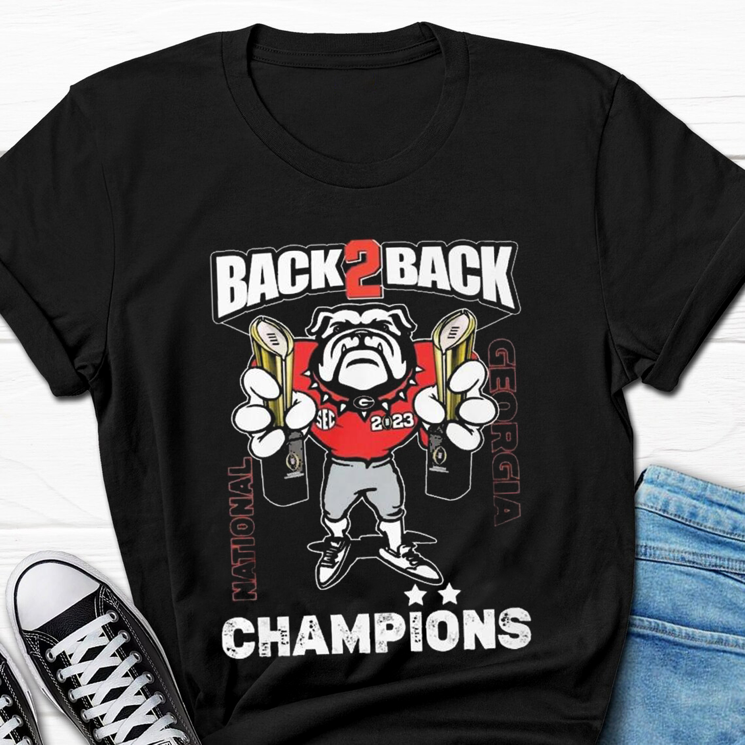 Georgia Bulldogs Uga Mascot Back 2 Back National Champions T-Shirt ...