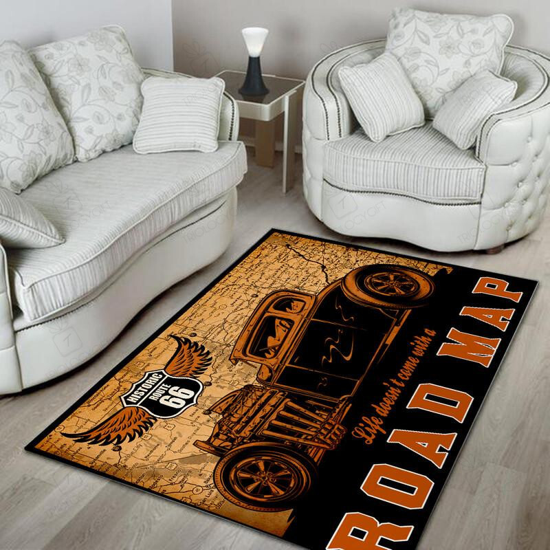 Hot Rod Garage Road Map Rug for Home Decoration - Bluefink