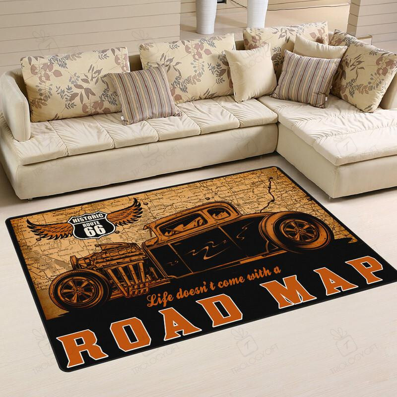 Hot Rod Garage Road Map Rug for Home Decoration - Bluefink