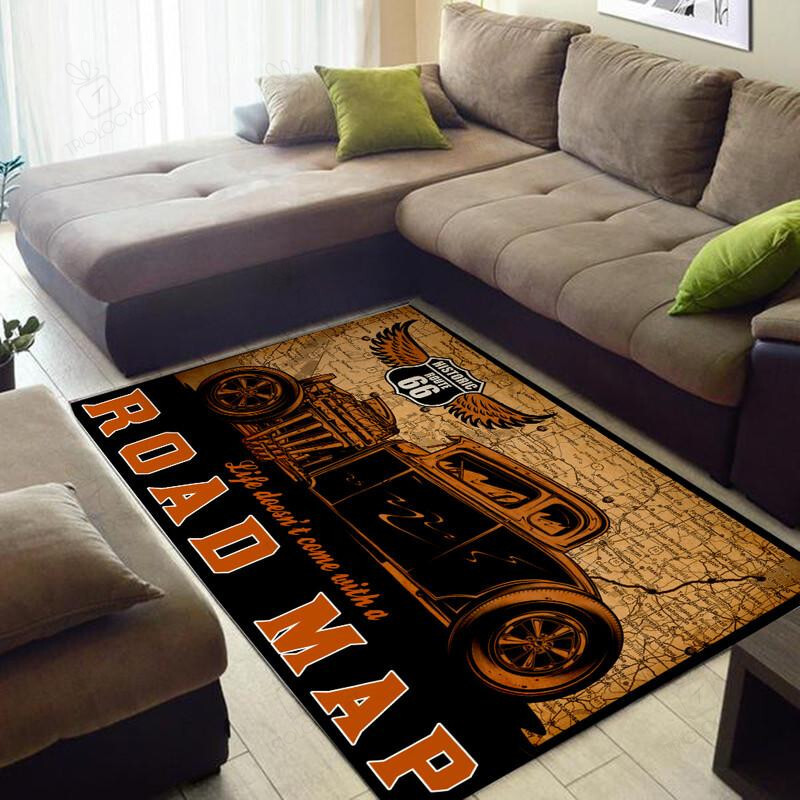 Hot Rod Garage Road Map Rug for Home Decoration - Bluefink