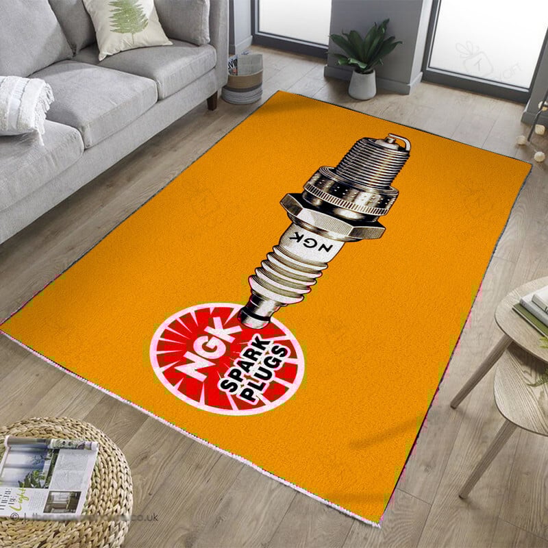 Hot Rod Garage Spark Plug Rug for Custom Home Decor - Bluefink