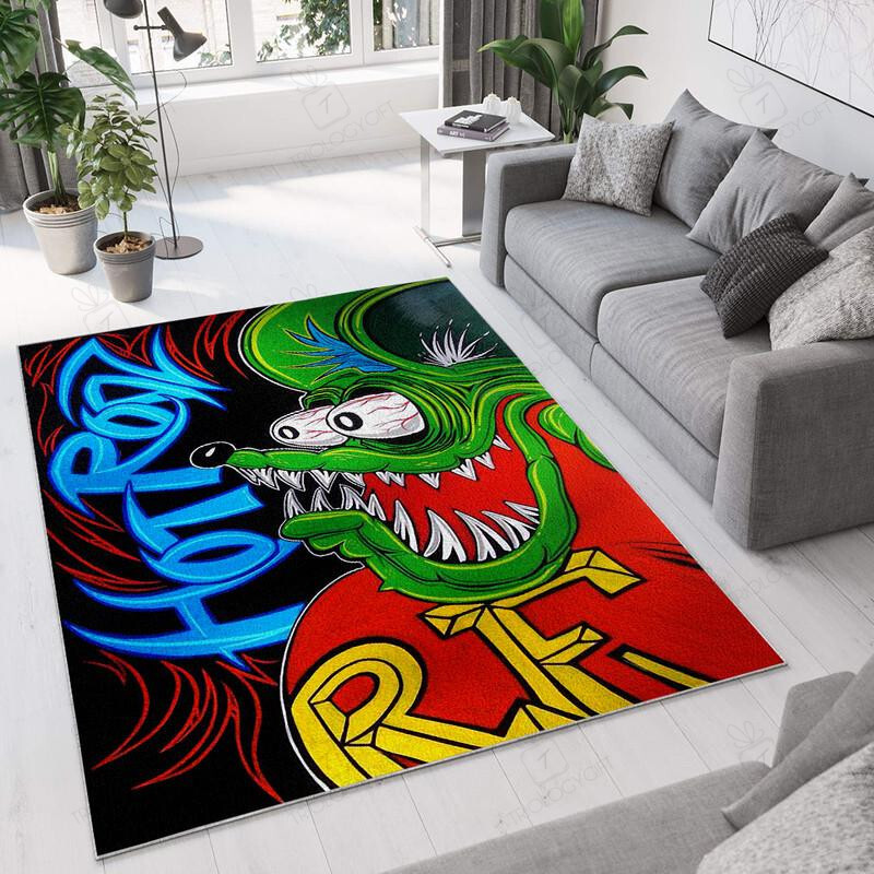 Hot Rod Rat Fink Rug Hot Rod Rug for Garage - Bluefink