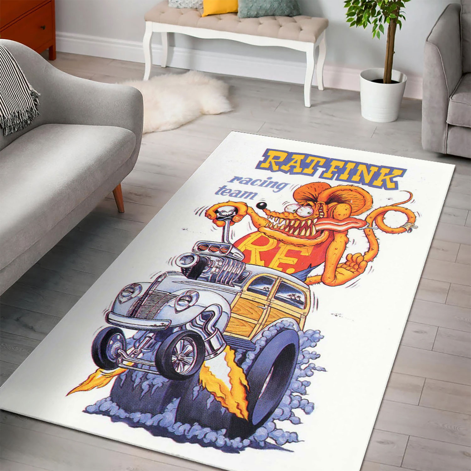 Join the Rat Fink Racing Team with this Hot Rod Rug - Perfect for ...