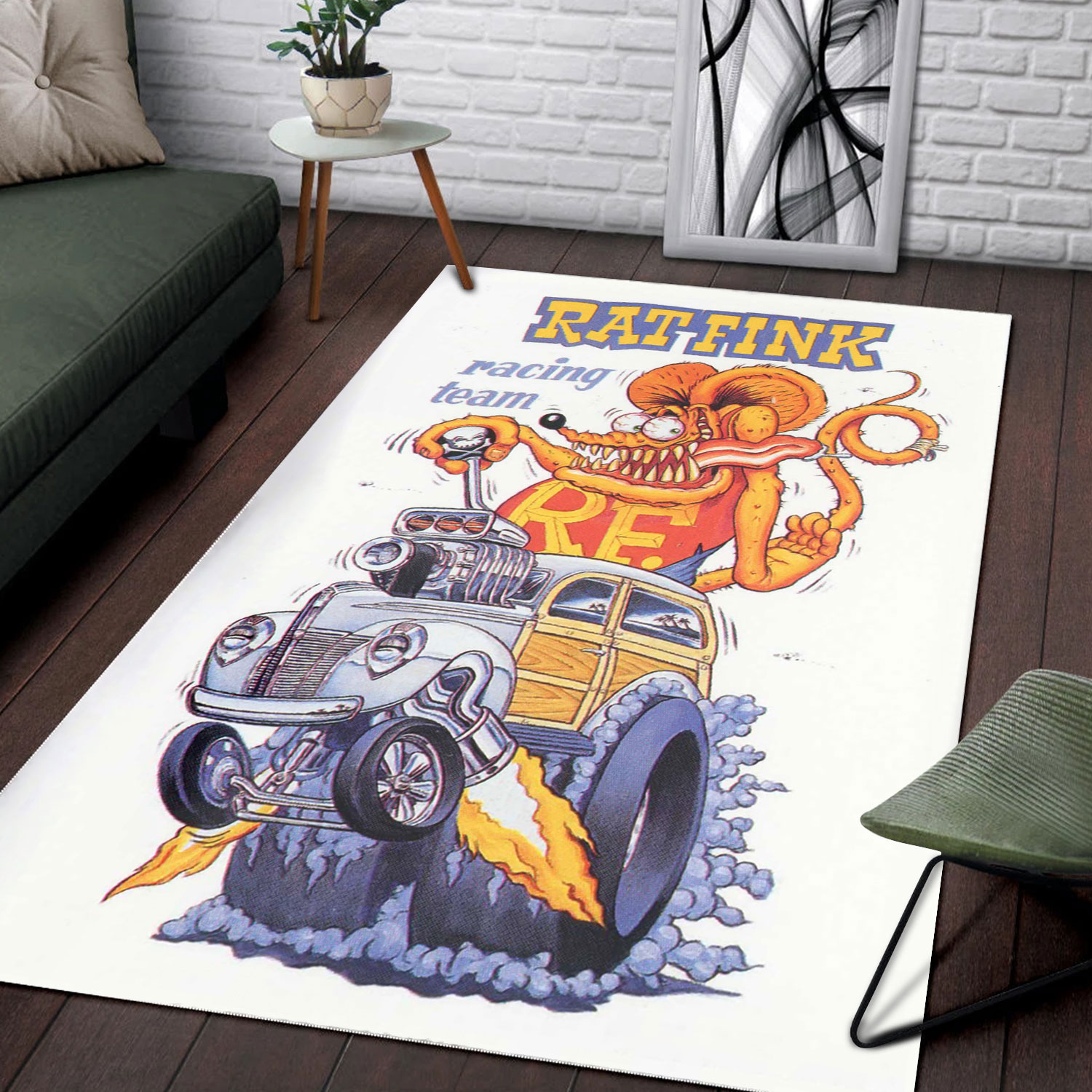 Join the Rat Fink Racing Team with this Hot Rod Rug - Perfect for ...