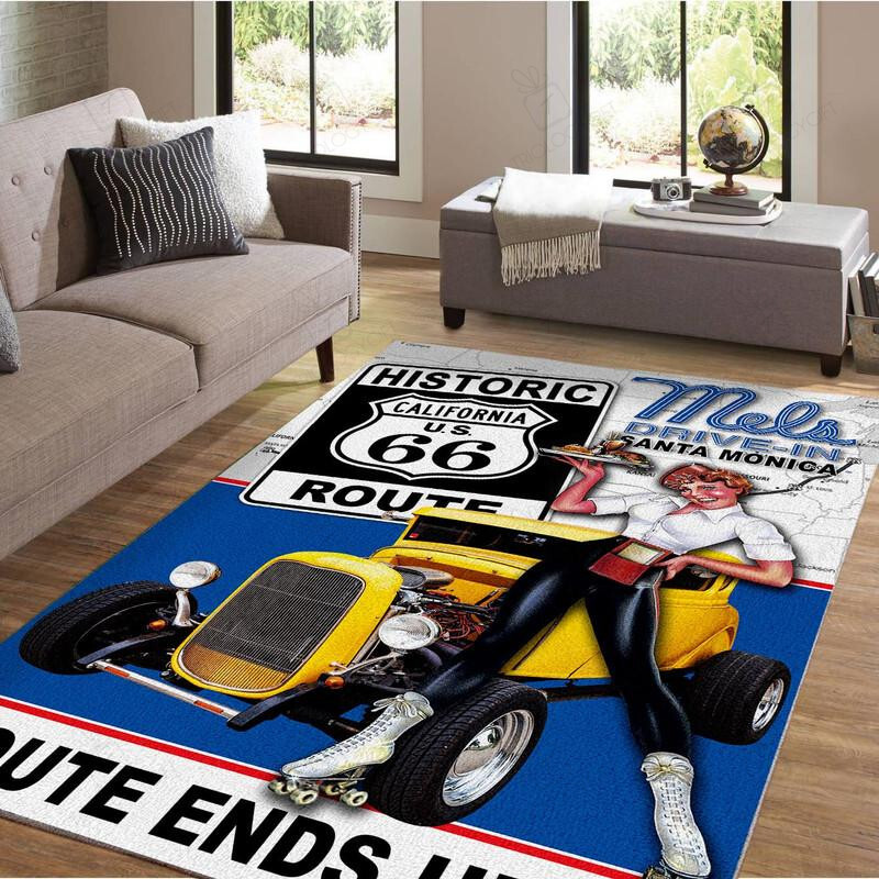 Mels Diner Drive In Vintage Hot Rod Rug - Retro Style Rug for Hot Rod ...