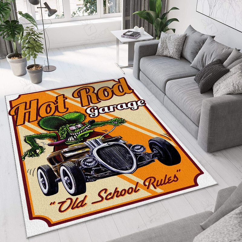 Old School Rules Hot Rod Garage Rug Hot Rod Rug for Garage - Bluefink