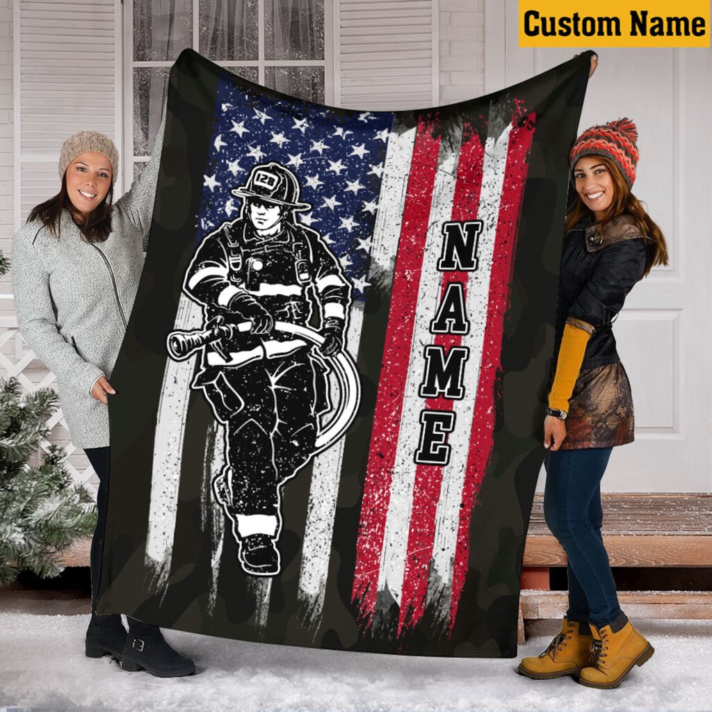 Personalized Firefighter Quilt Blanket, Firefighter Academy Gift for ...