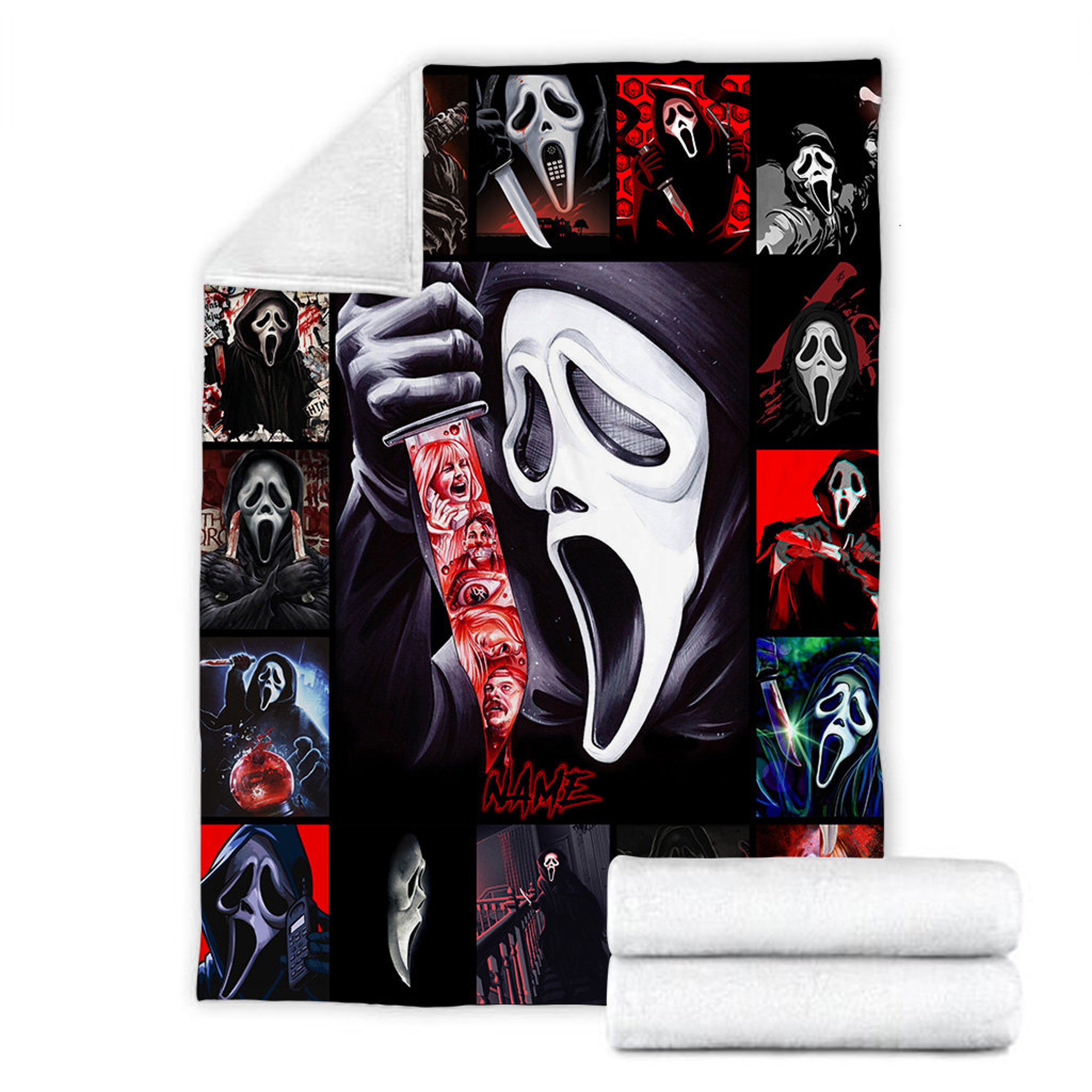 Personalized Name Ghost Face Blanket - Scream Movies Halloween Gift ...