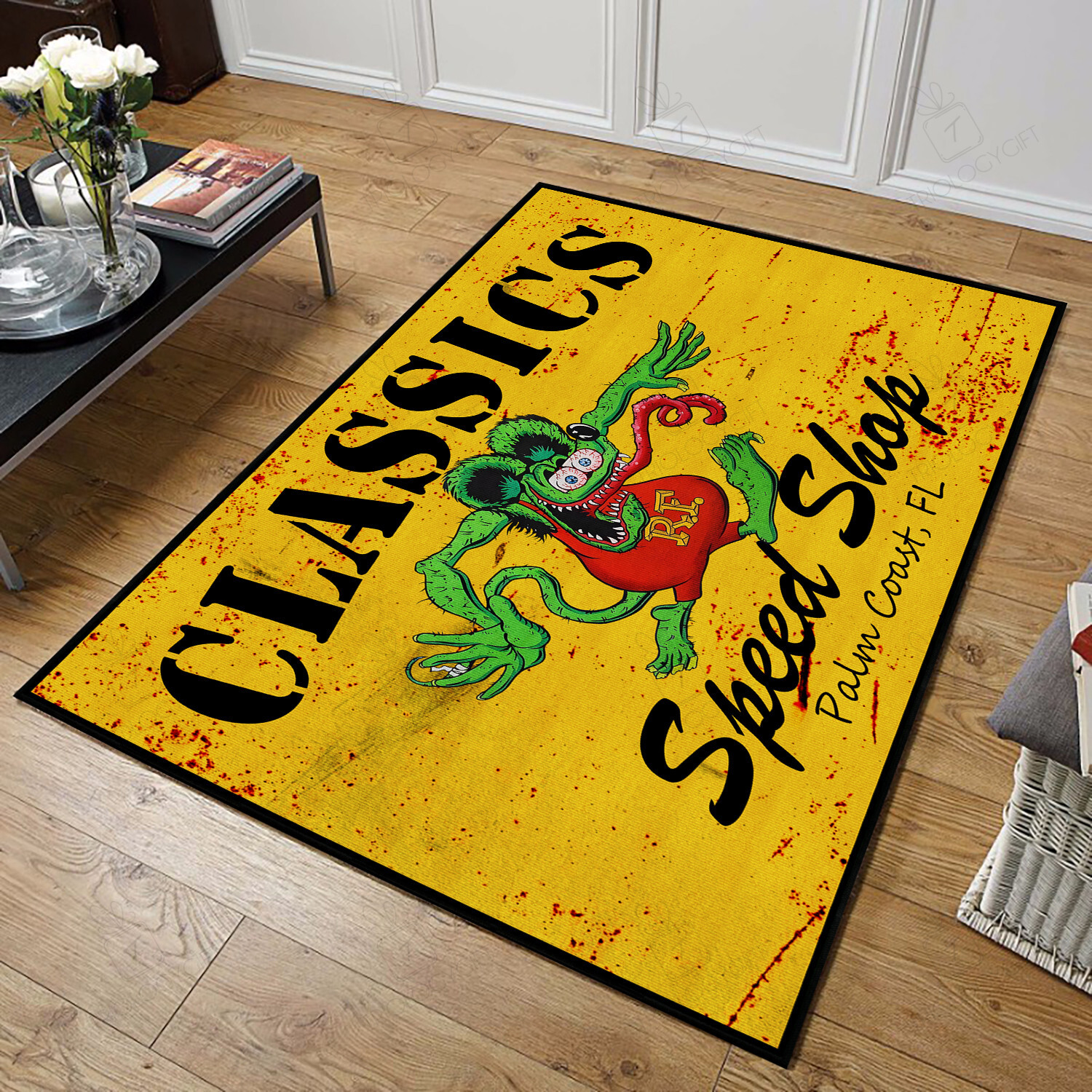 Personalized Rat Fink Classic Speed Shop Hot Rod Area Rug Hot Rod Rug ...