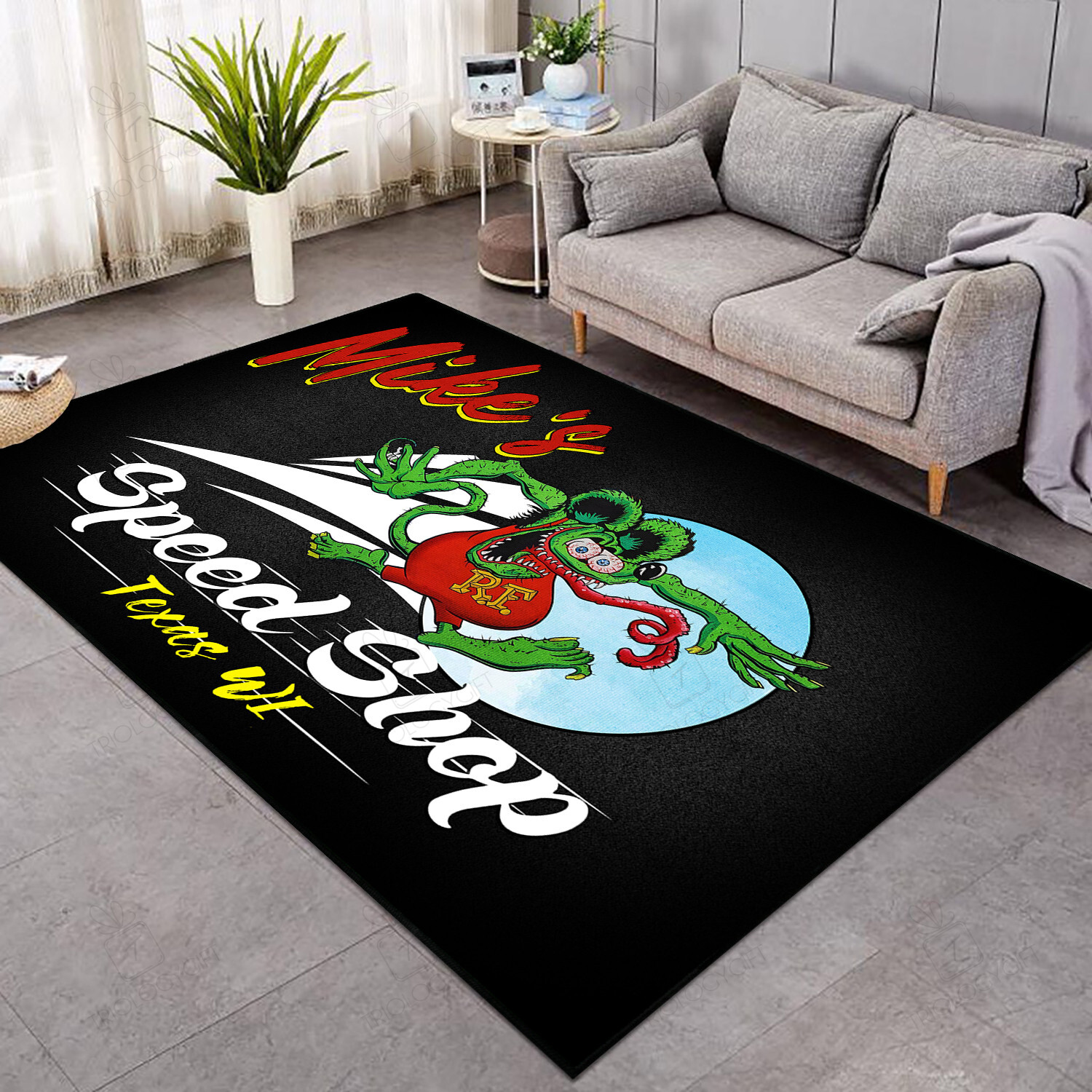 Personalized Rat Fink Hot Rod Speed Shop Area Rug Hot Rod Rug for ...