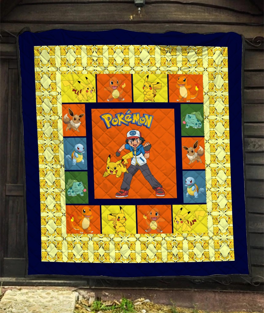 Pokemon Characters Quilt Blanket - Perfect Gift for Pokemon Fans - Bluefink