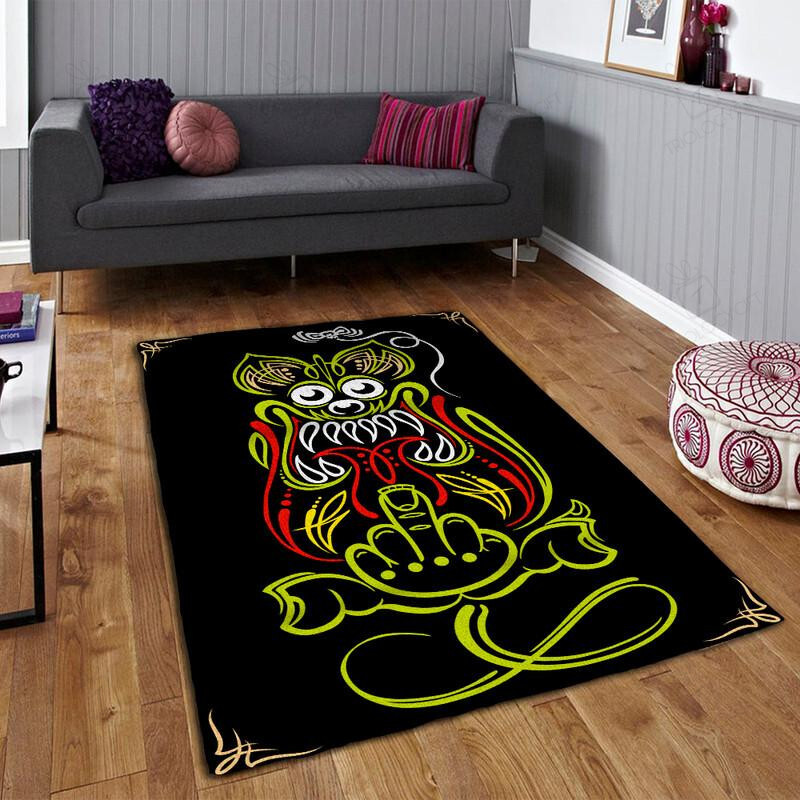 Rat Fink Art Rug Hot Rod Rug for Garage - Bluefink
