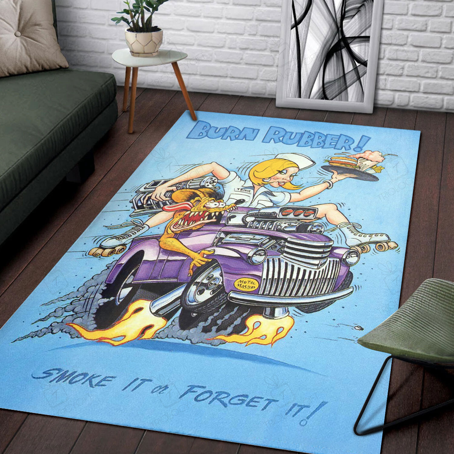 Rat Fink Burn Rubber Smoke It Or Forget It Rat Fink Rug Hot Rod Rug for ...