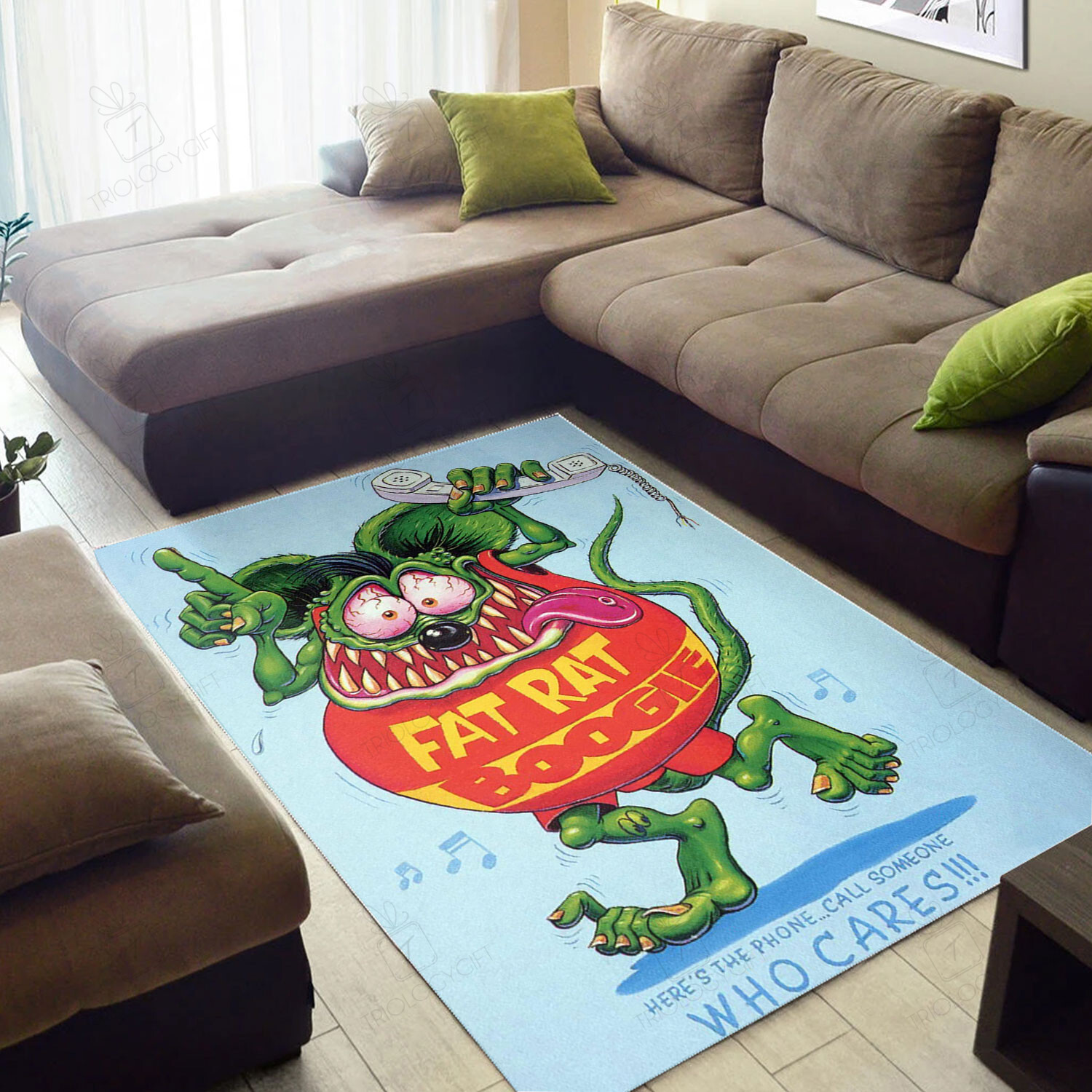 Rat Fink Fat Rat Boogie Rat Fink Rug Hot Rod Rug for Garage - Bluefink