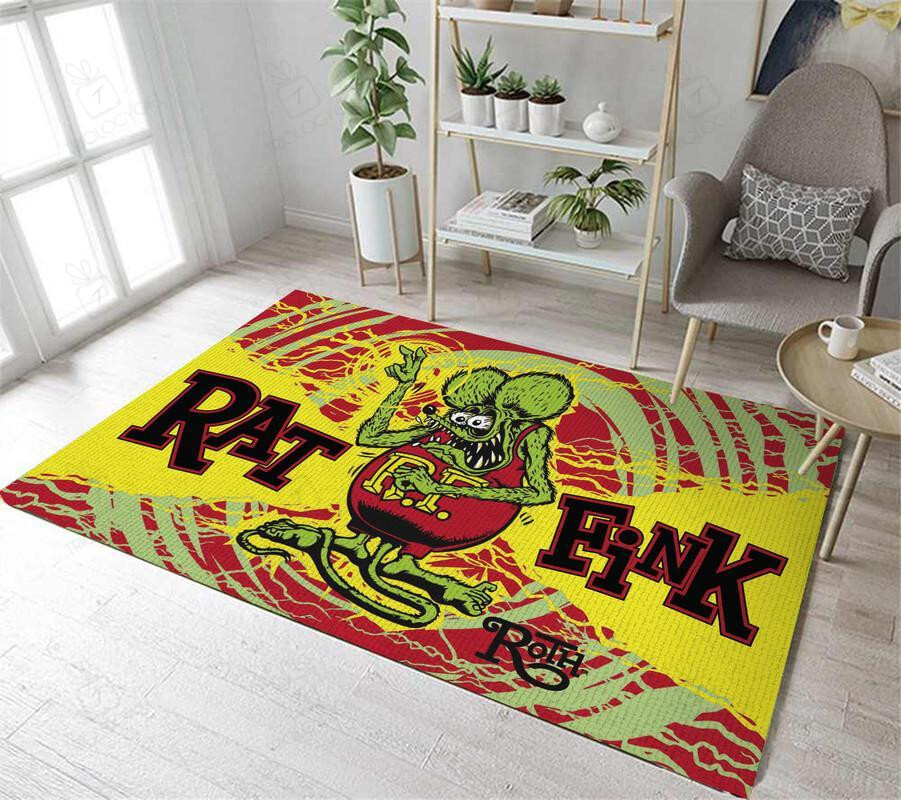 Rat Fink Hot Rod Area Rug Hot Rod Rug for Garage - Bluefink