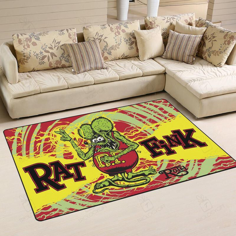 Rat Fink Hot Rod Area Rug Hot Rod Rug for Garage - Bluefink