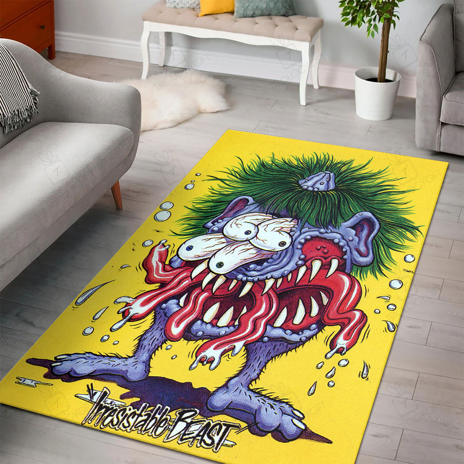 Rat Fink Irresistible Beast Rug Hot Rod Rug for Garage - Bluefink