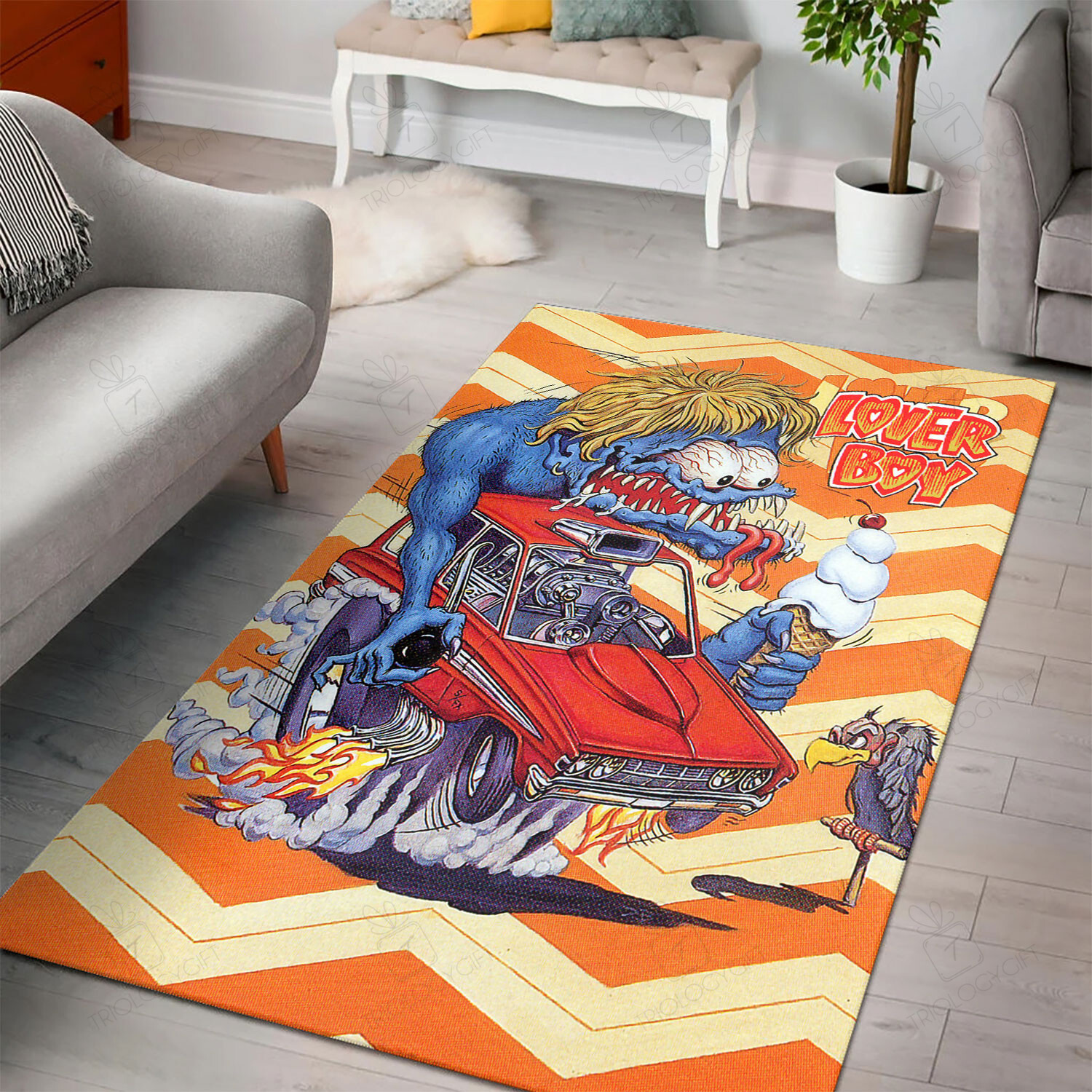 Rat Fink Lover Boy Rug Hot Rod Rug for Garage - Bluefink