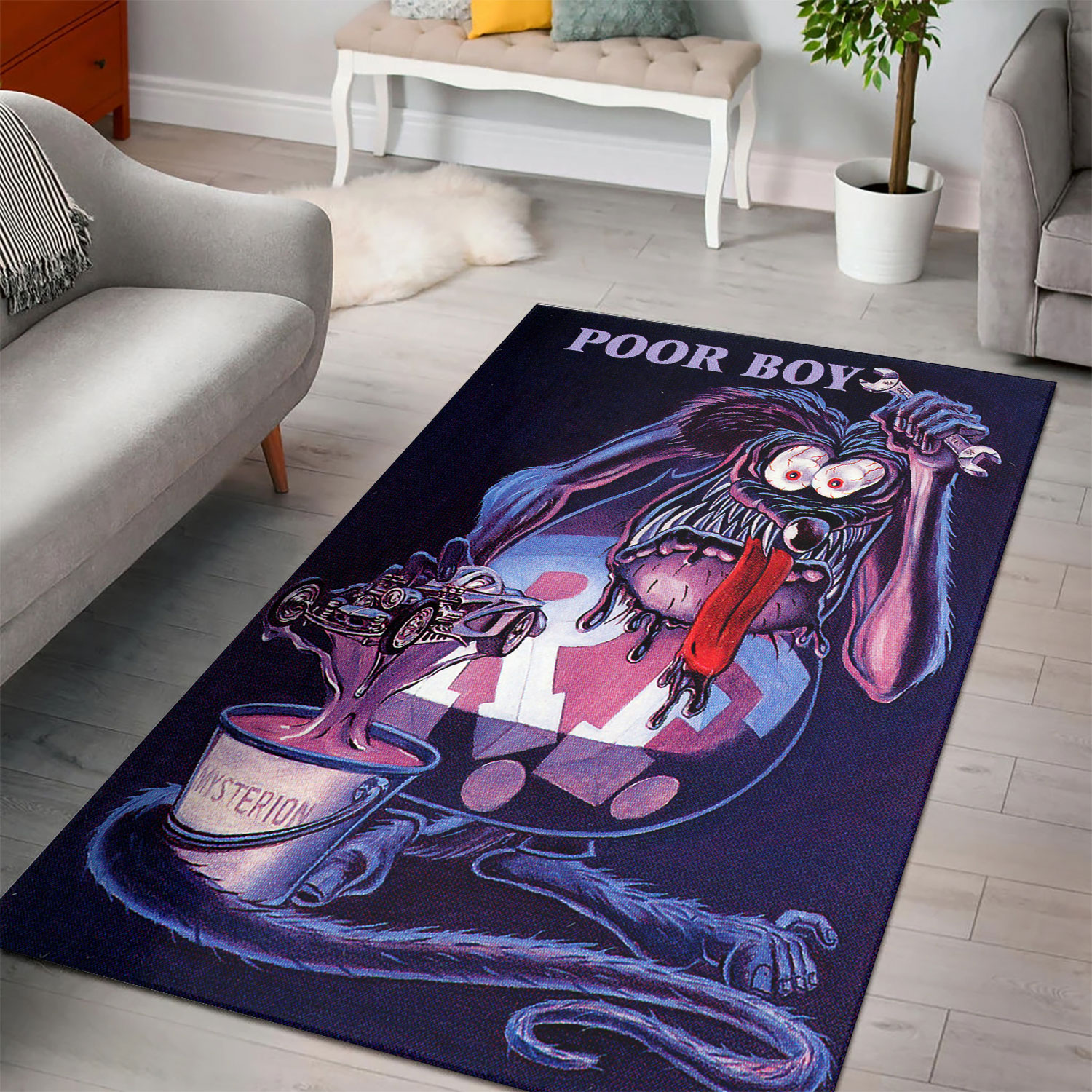 Rat Fink Poor Boy Area Rug - Adds a Quirky Touch to Any Room - Bluefink